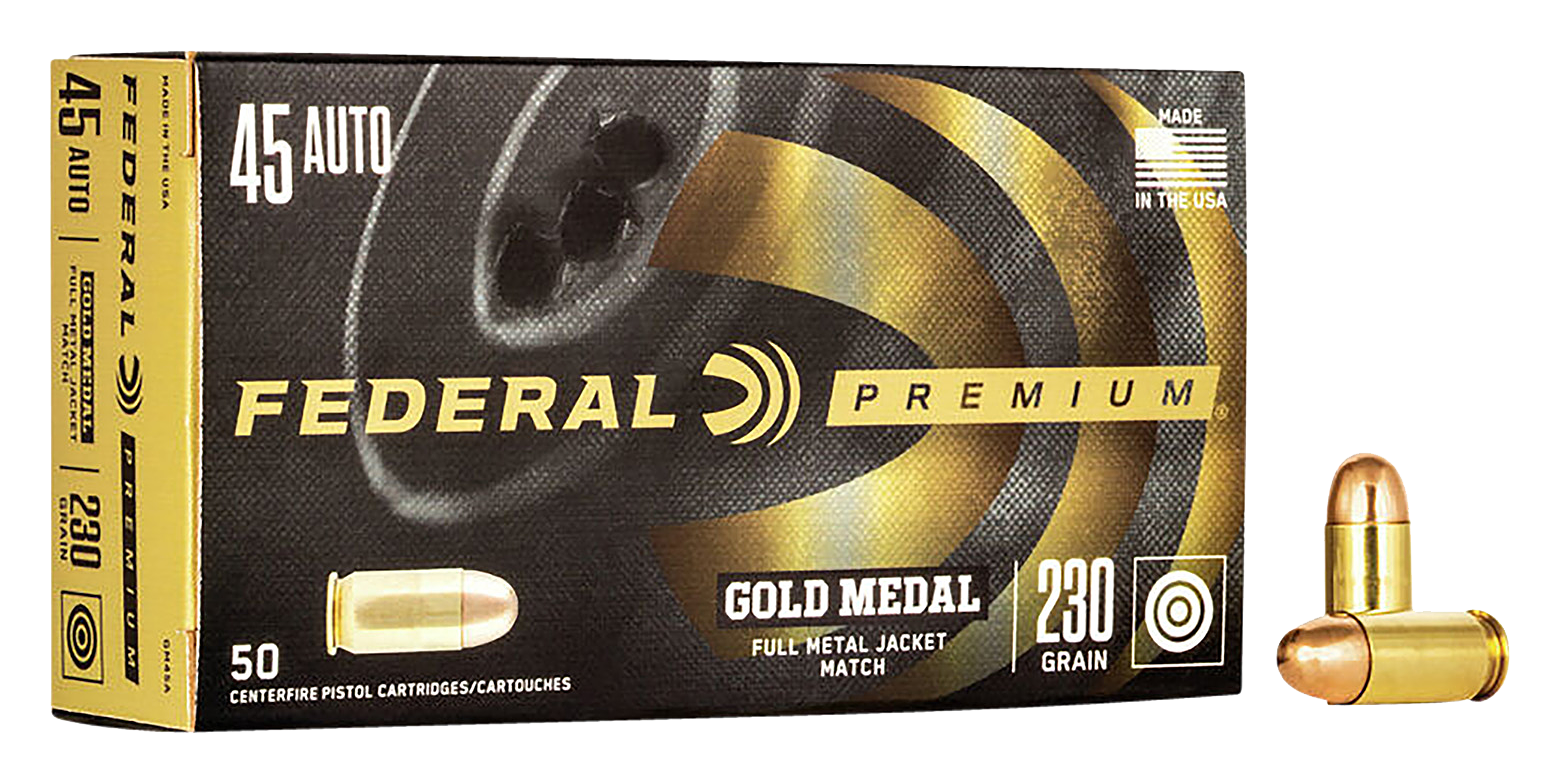 Federal Premium Gold Medal .45 ACP 230 Grain FMJ Handgun Ammo | Bass ...